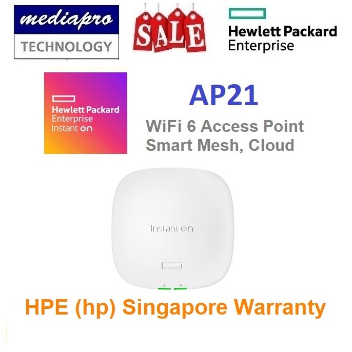 HPE AP21 Aruba Instant On WiFi 6 AX1500 Smart Mesh Cloud Access Point - Wi-Fi CERTIFIED 6™ , PoE ...
