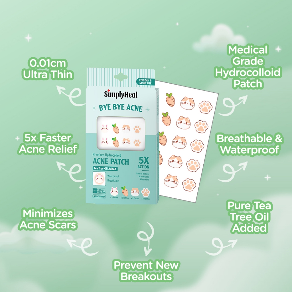 SimplyHeal Day & Night Premium Hydrocolloid Acne Patch (2s/12s/16s/17s/18s/20s/36s/40s) | Shopee ...