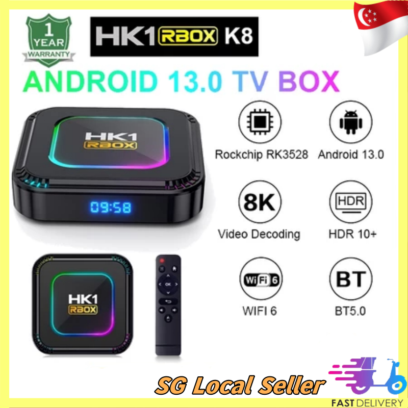 [SG Ready Stock]HK1 RBOX K8 Android 13 TV Box 128GB 2.4G 5G WIFI 6 BT 5.0 8K Video Decoding ...
