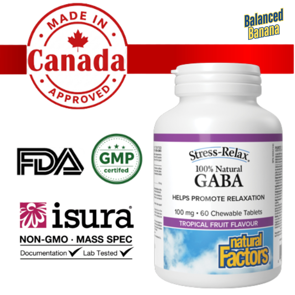 Natural Factors - 60 Chewable Tablets GABA® 100 mg Stress-Relax ...