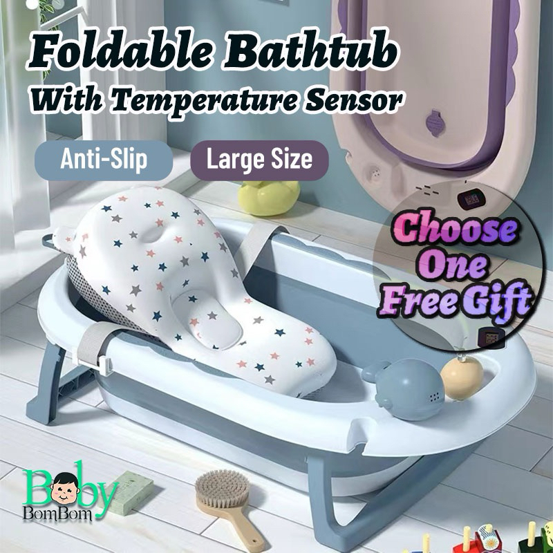 [BABY BOM BOM] Baby Foldable Bathtub With Temperature Sensor | Shopee ...