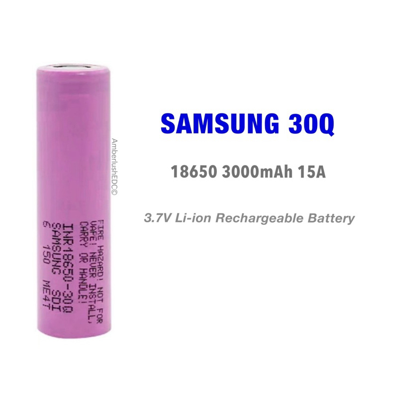 Samsung 30Q 18650 3000mah 15A 3.7V Rechargeable Battery | Shopee Singapore