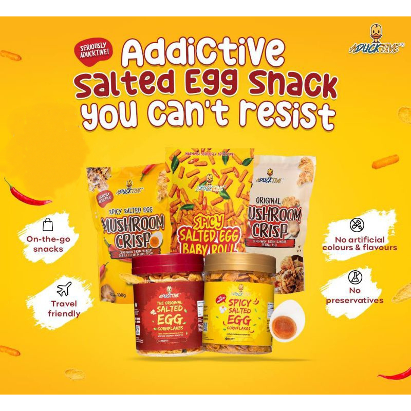 *BUY 2 FREE 1*ADUCKTIVE Salted Egg Cornflakes: Golden Crunchy Chips ...