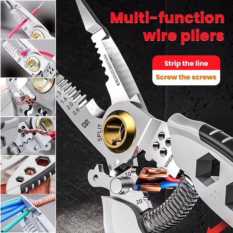 [SG] 28-in-1 Multi-Function Wire Stripper And Cutter 8 Inch Pliers ...
