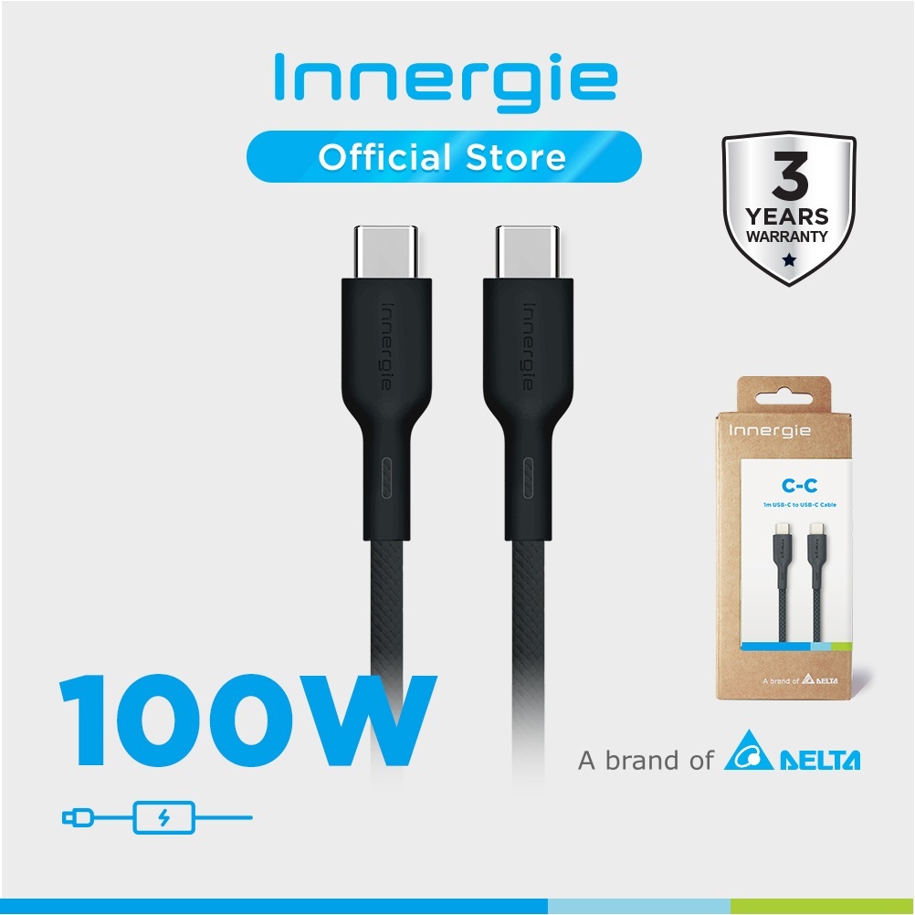 Innergie C-C 1m USB-C to USB-C Braided Cable (Black), 5A E-Marker PD ...
