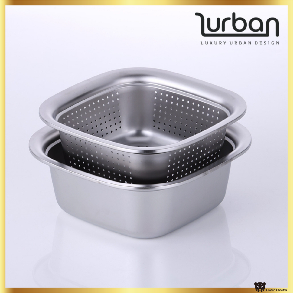 Shizell Lurban Stainless Steel Mixing Bowl + Perforated Colander Set ...