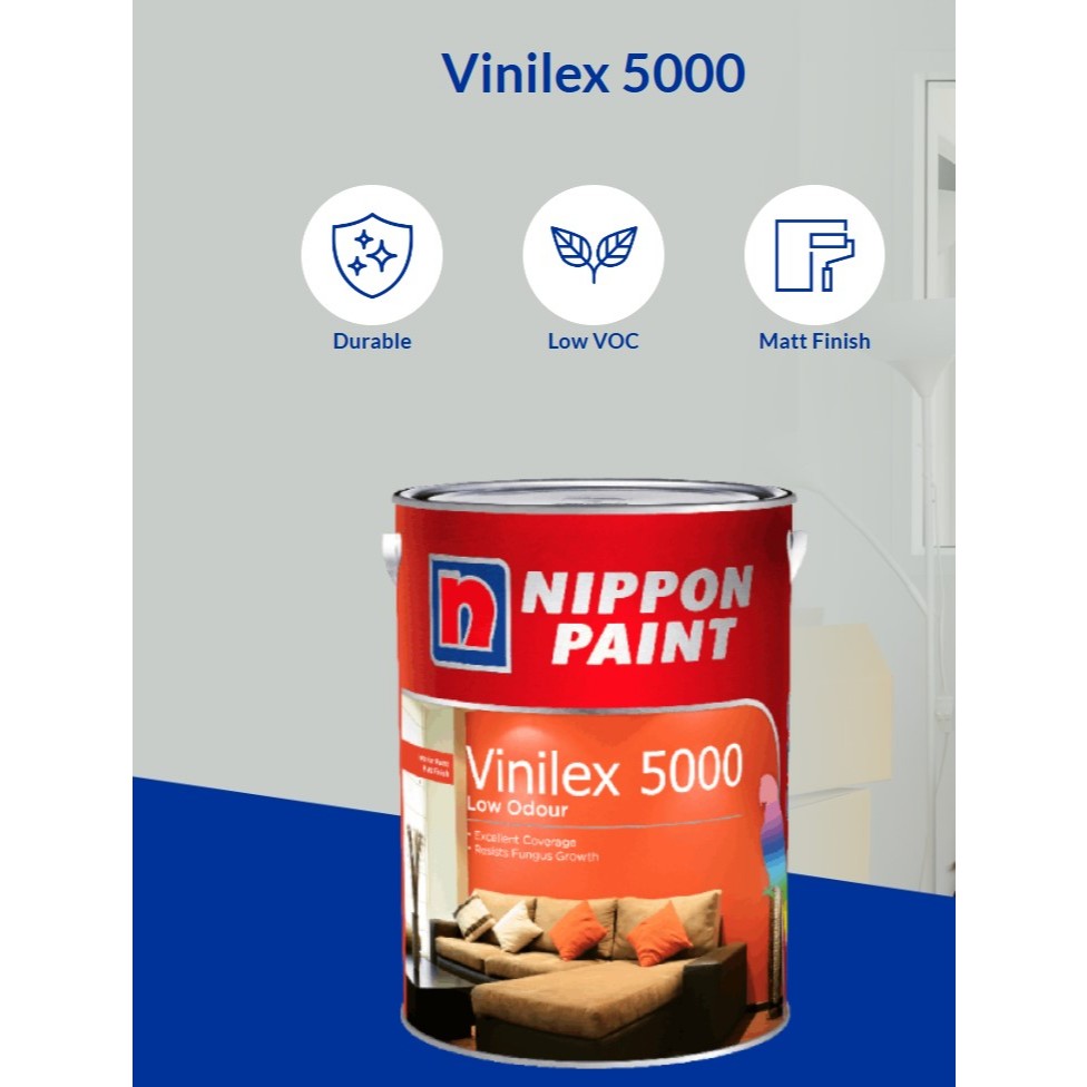Nippon Paint Vinilex 5000 - Base 1 - Sail White 1199 | Shopee Singapore
