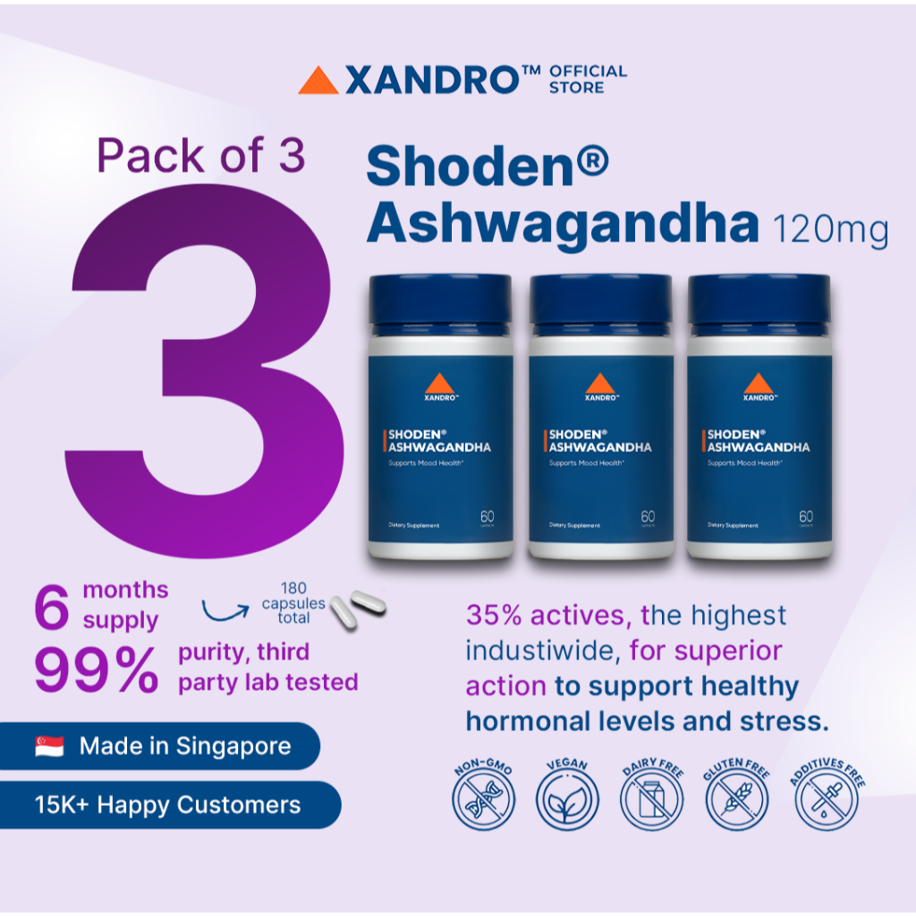 Xandro Lab Shoden® Ashwagandha 120mg [Pack of 3] - Improve Attention ...