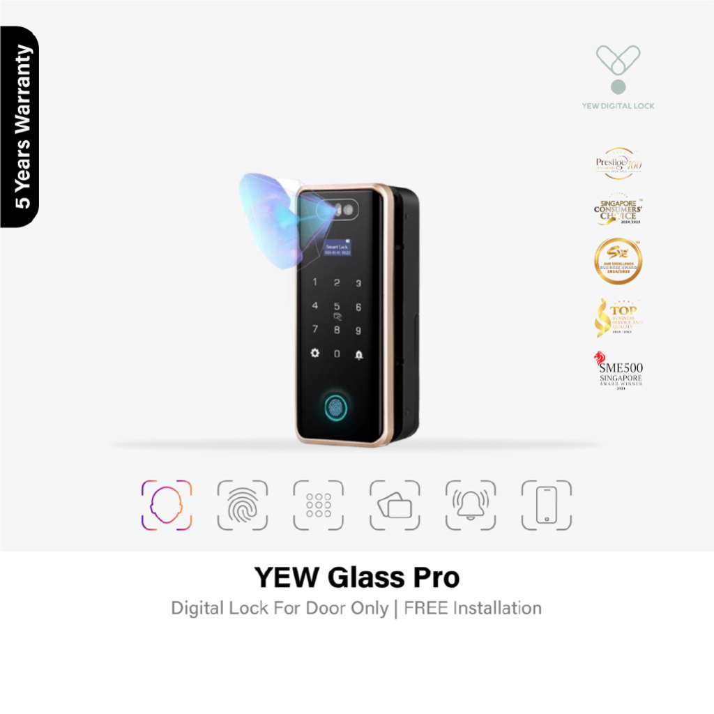FREE Installation | Yew Glass Door Digital Lock For Office Etc | Shopee ...