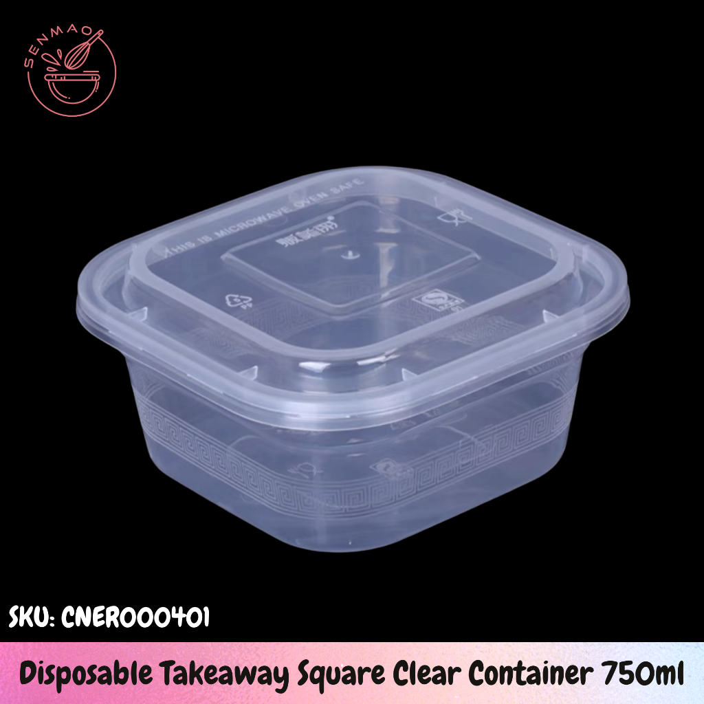 [SG Seller] 10pcs 750ml Clear Container Square /Take Away Food Box/Take ...