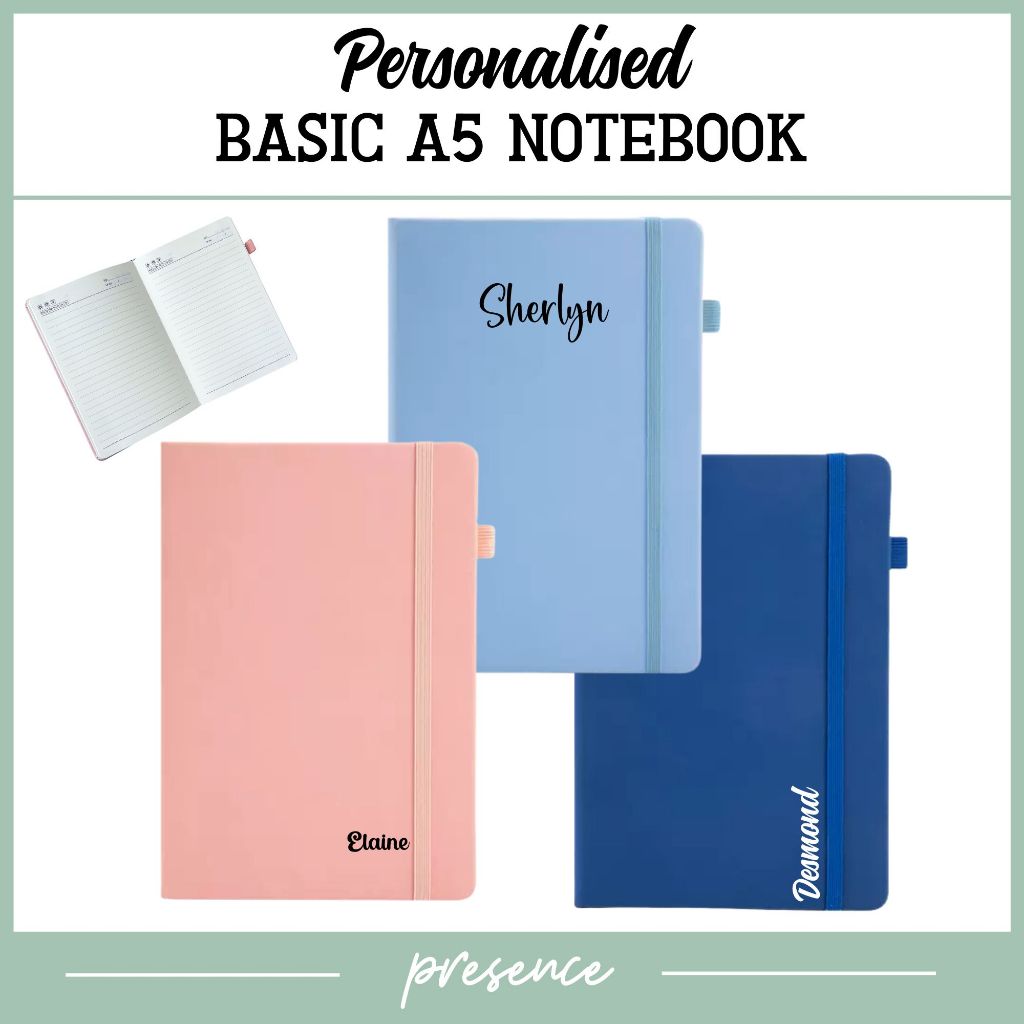 Personalised Basic A5 Notebook with Name | Customised Lined Notebook ...