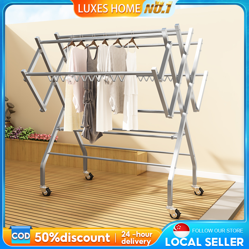 Luxe Foldable Drying rack Movable Stainless Steel Clothes Drying Rack ...
