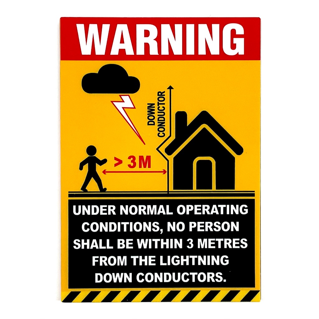 WARNING LIGHTNING DOWN CONDUCTOR SIGN/SIGNAGE | INSTRUCTION SIGN ...