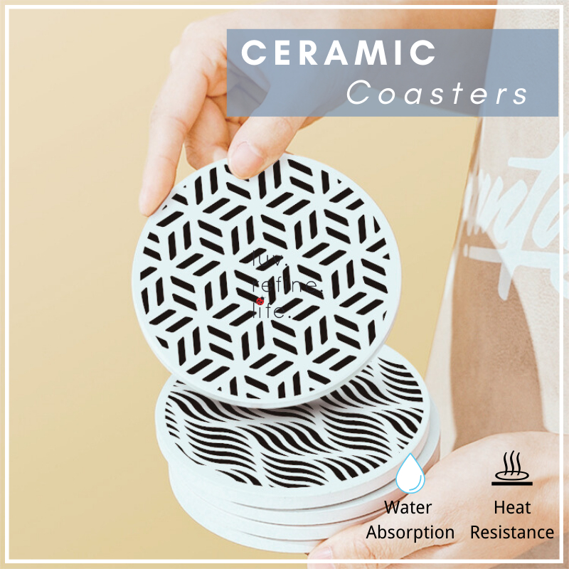 Modern Natural Ceramic Coasters Set / Coaster /Fast Absorption | Shopee ...
