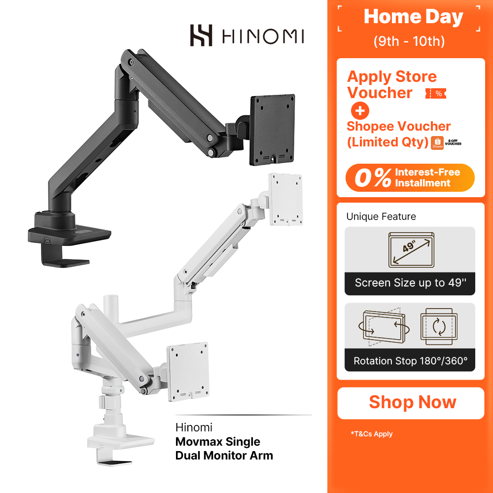 Hinomi MovMax Heavy Duty Monitor Arm Stand | Single / Dual Monitor Arm ...