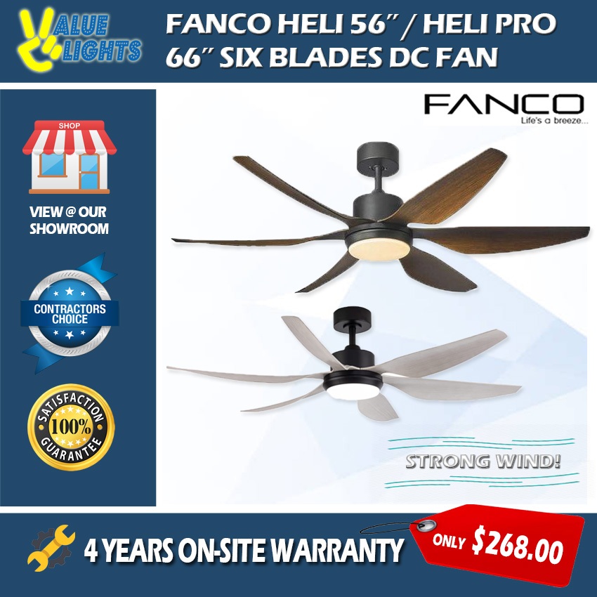Fanco Heli 56 Inch / Heli Pro 66 Inch 6 Blades DC Ceiling Fan | Shopee ...