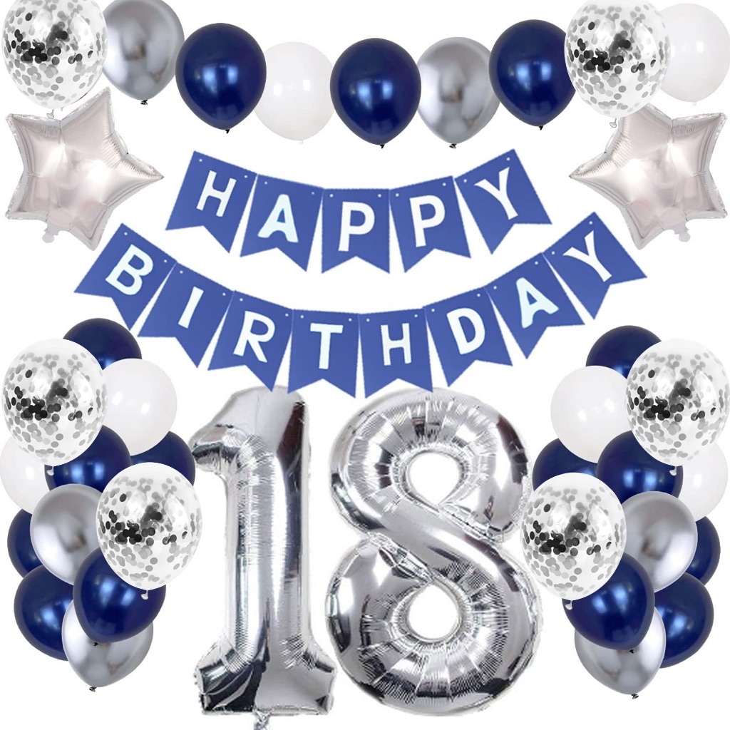 (SG SELLER) 18th Birthday Decorations, Silver 18th, 18th Birthday ...