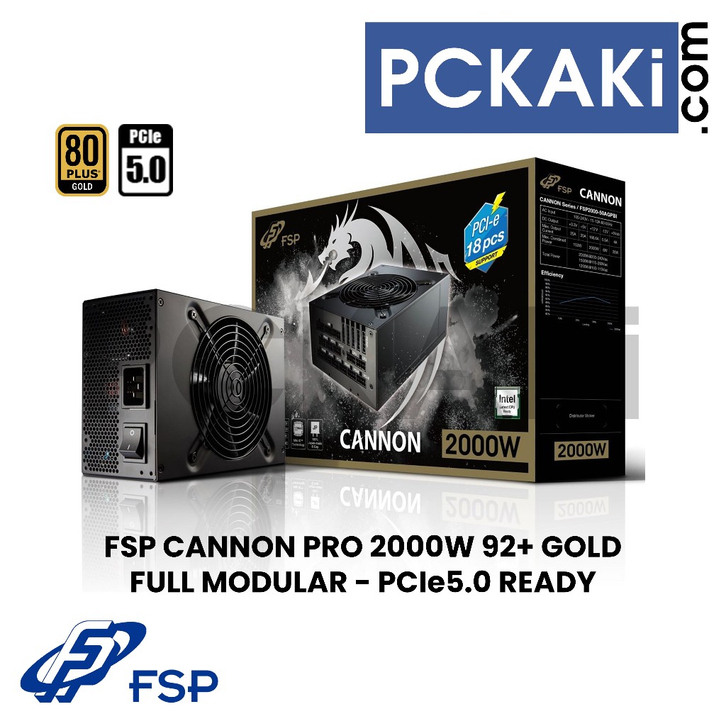FSP CANNON PRO 2000W PCIe5.0 / GEN 5 12VHPWR READY GOLD 92+ FULLY ...