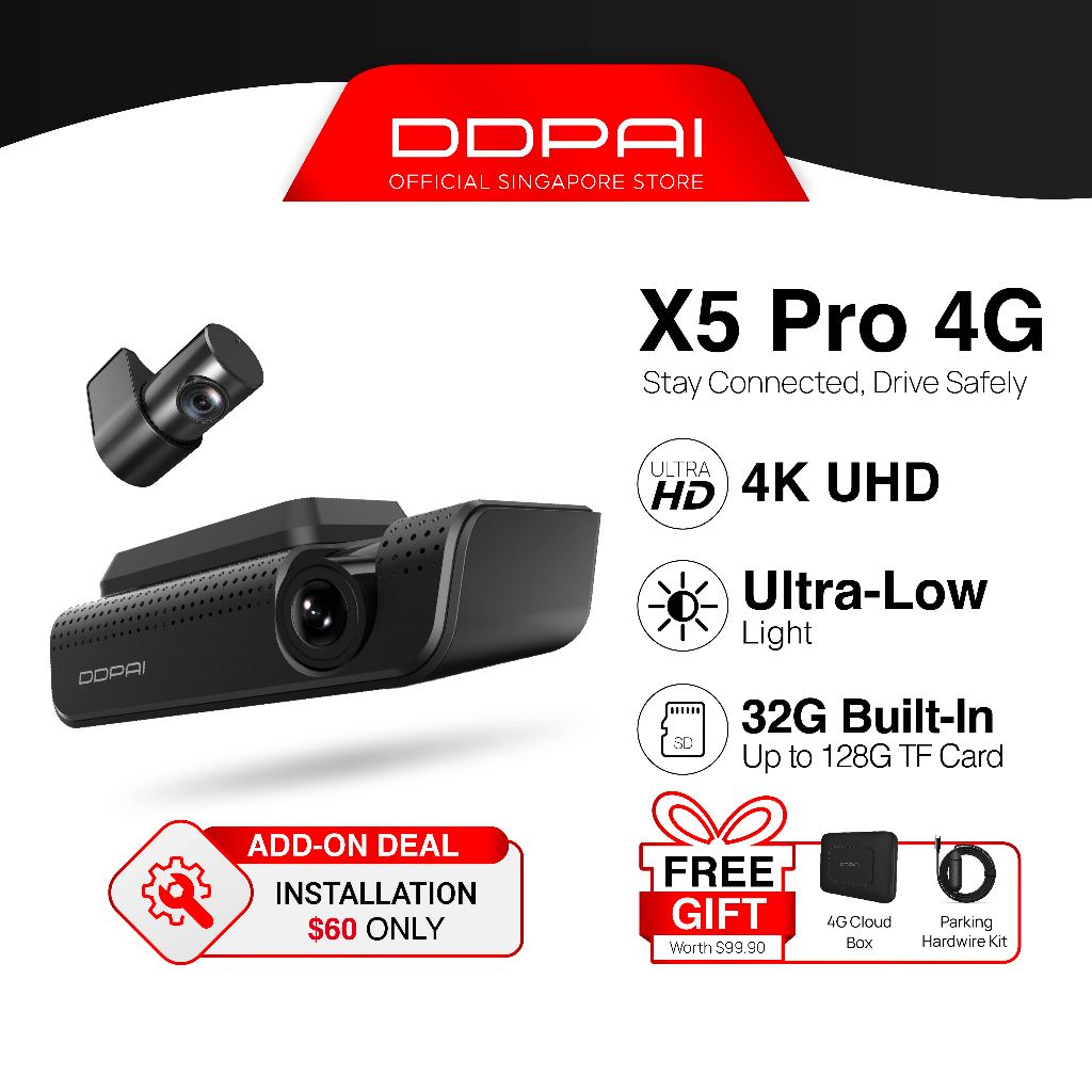 DDPAI X5 Pro Dash Cam 4K UHD Dual Cam Recorder WiFi DVR 4G Connection Dashcam | Shopee Singapore