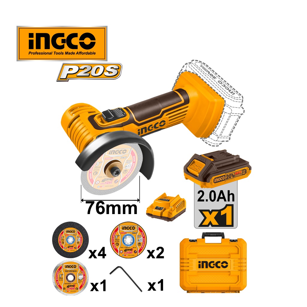 INGCO 20V Lithium Battery Cordless Mini Cut-off Tool with Battery ...