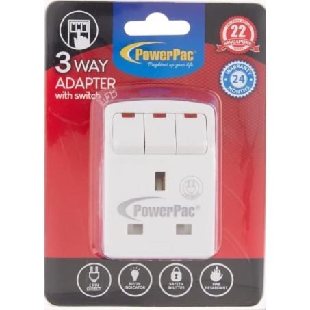 Adapter 3 Way With Switch 3 Pin plug, 2 pin Plug Adapter (PP8733 ...