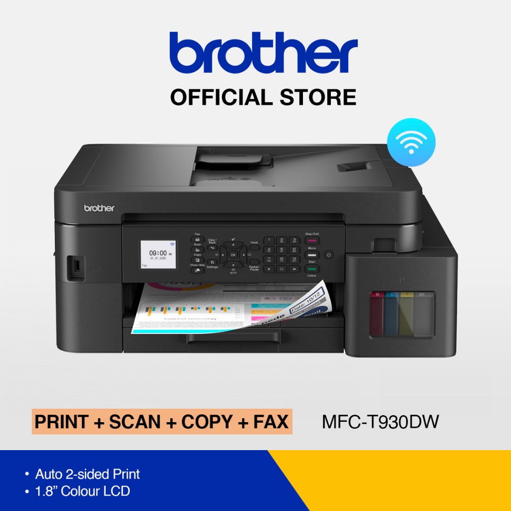 Brother MFC-T930W A4 4-in-1 Wireless Colour Ink Tank Printer | Refill Ink Tank | Print, Scan ...
