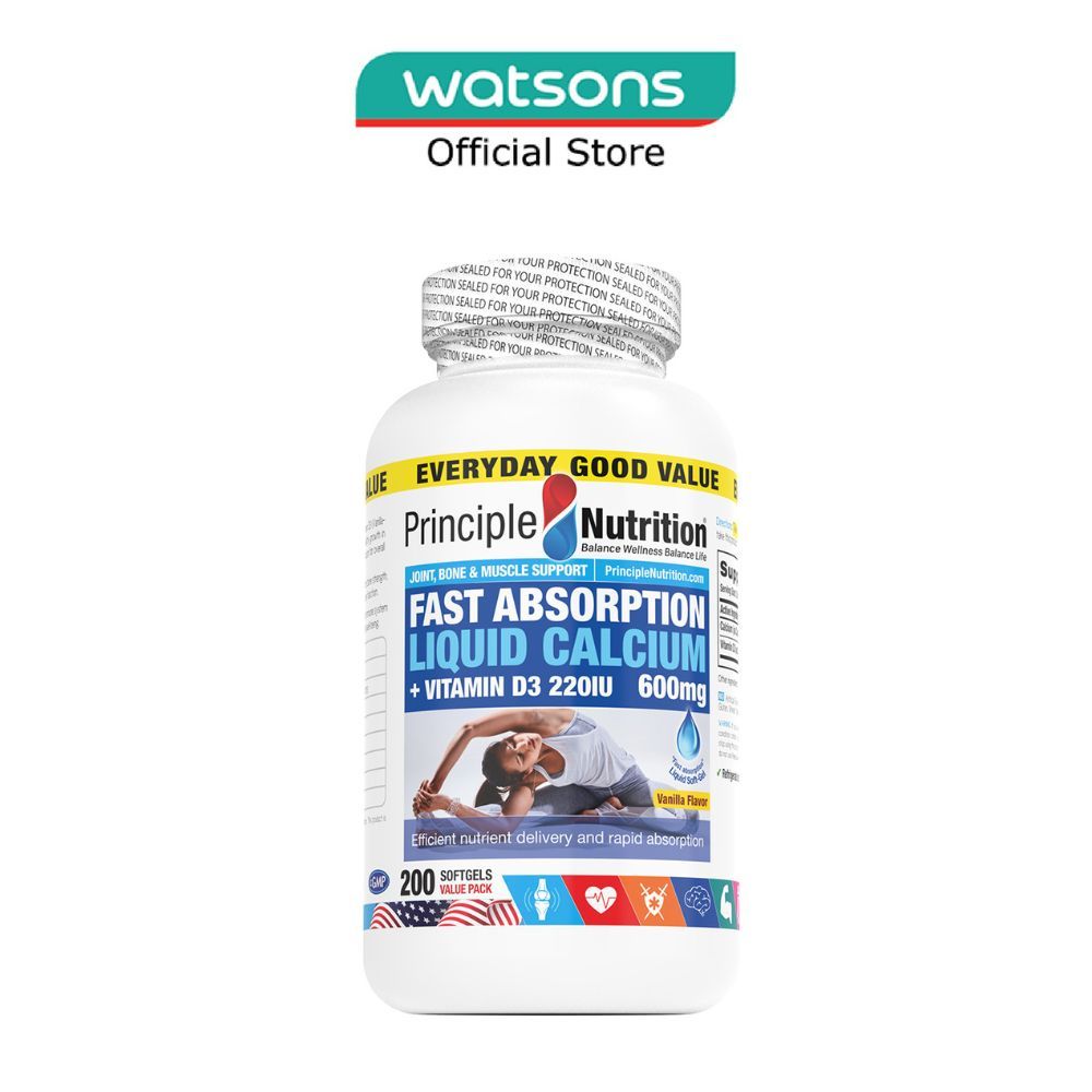 PRINCIPLE NUTRITION Fast Absorption Liquid Calcium + Vitamin D3 220IU ...