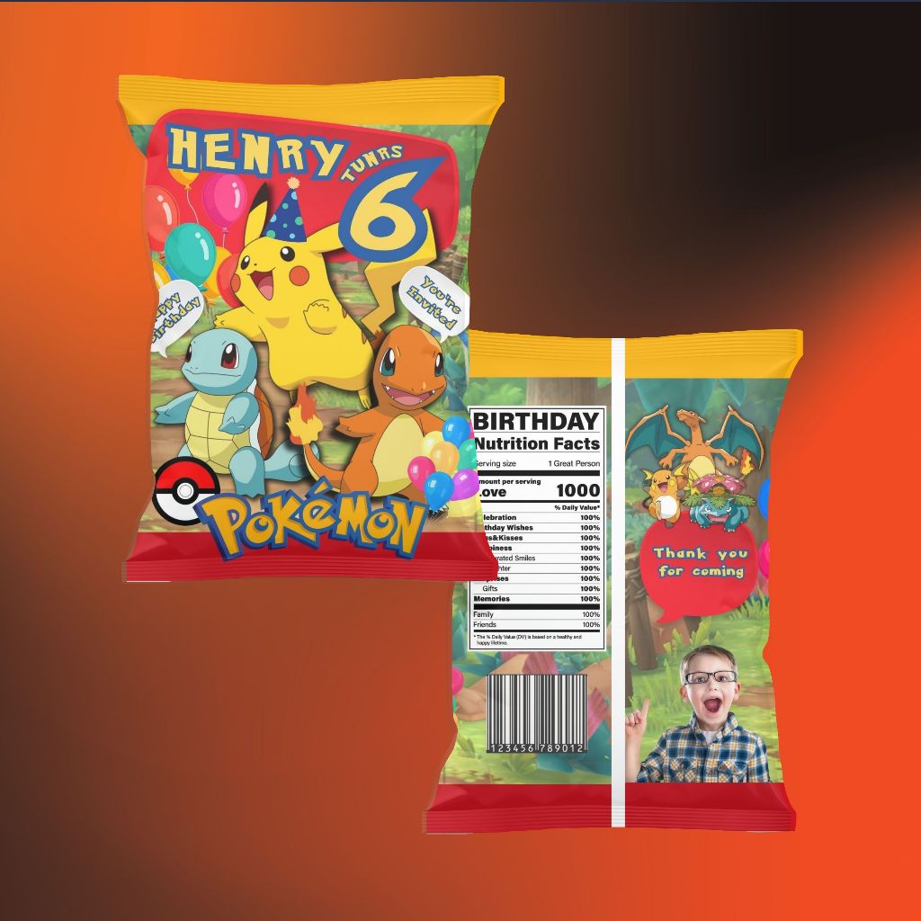 Pokemon Pikachu Chip Bag Goodie Candy Loot Hamper Bag Personalized Gift ...
