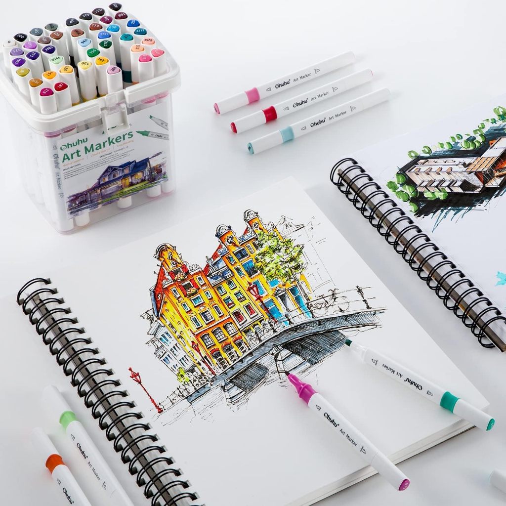 Ohuhu Markers, 48-color Art Marker Set for Architectural Design ...