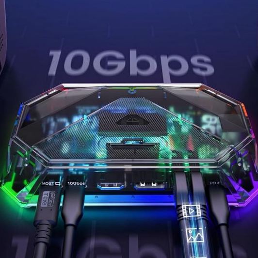 JSAUX RGB Docking Station with Transparent Casing Steam Deck OLED Dock ...