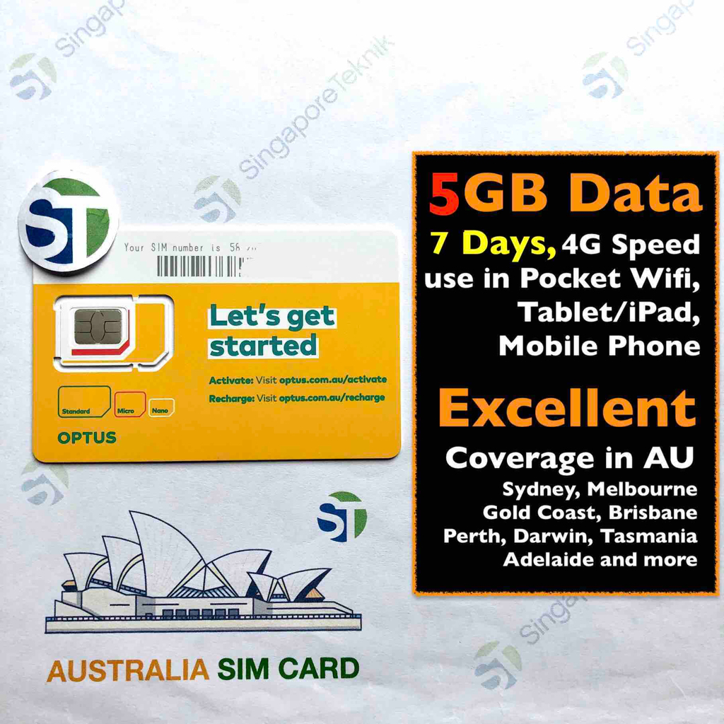 AUSTRALIA Prepaid eSim SIM Card Data 4G Telstra Optus AU Sydney ...