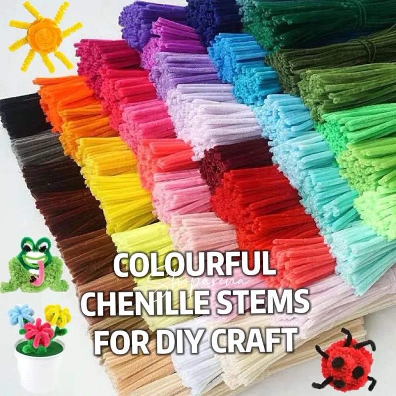 [SG Seller] Fluffy Colourful Chenille Stem 20Pcs Pipe Cleaners Stick ...