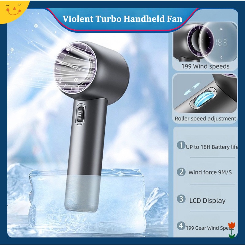 Portable Handheld Fan Strong 199 Gear Wind Speed Rechargeable Mini ...