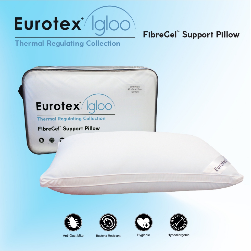 Eurotex Igloo, Cooling Fibregel Support Pillow, 100% Microfiber Filling ...