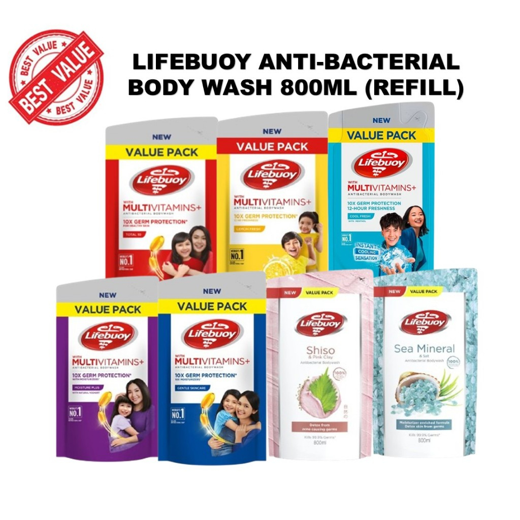 LIFEBUOY Anti-Bacterial Body Wash Refill 800ml / Mix & Match | Shopee ...