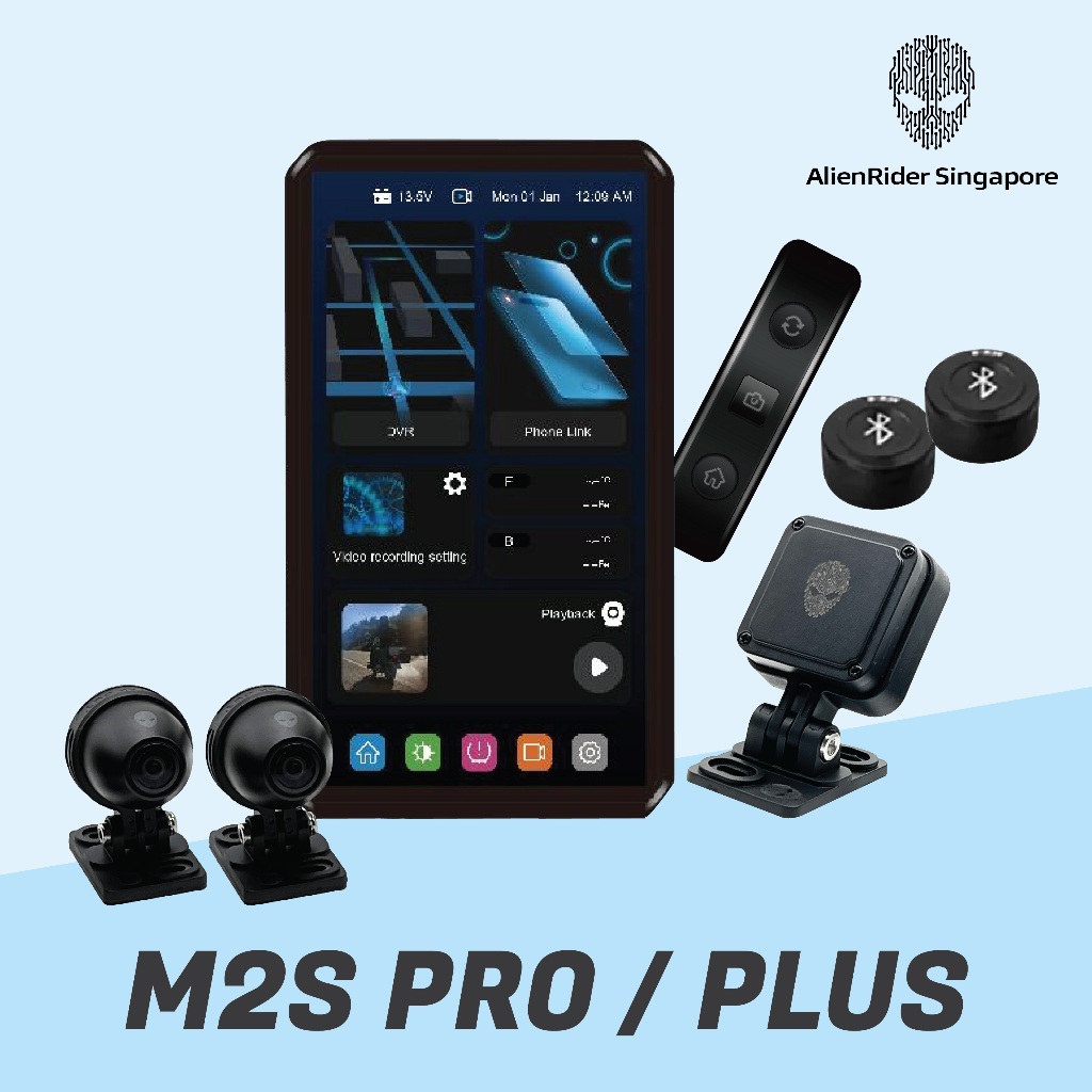 [ALIEN RIDER] M2S PLUS / M12S PRO All-In-One Carplay WIFI Bluetooth Motorcycle Camera/Dashcam ...