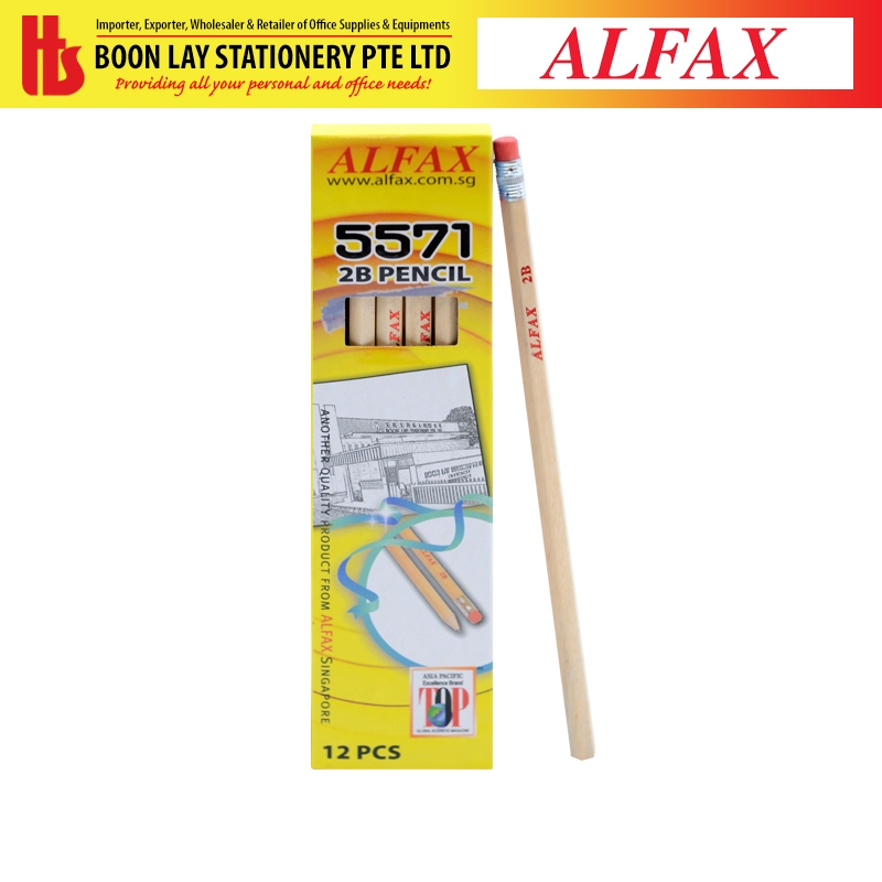 ALFAX 5571 Pencil with Eraser 2B (12pcs/box) | Shopee Singapore