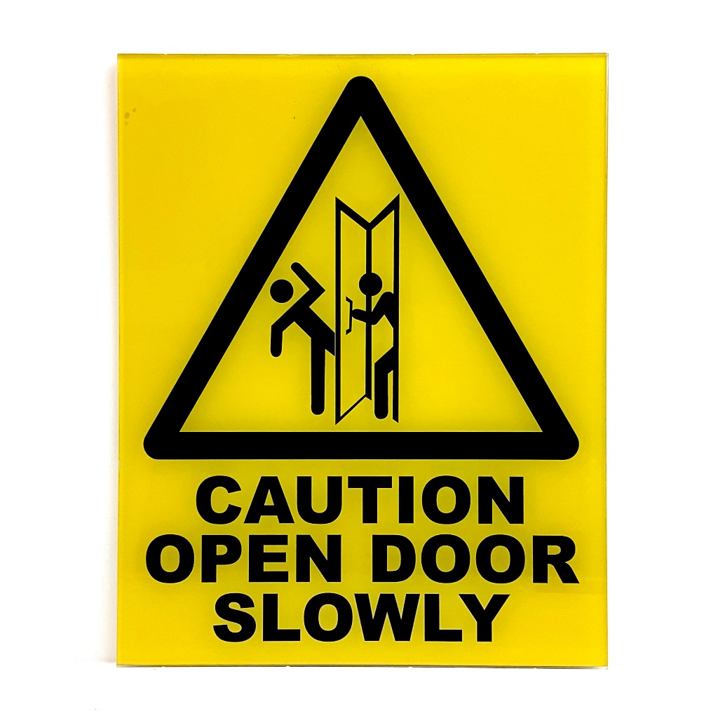 CAUTION OPEN DOOR SLOWLY SIGN/SIGNAGE | 200mm x 250mm | WARNING SIGN ...