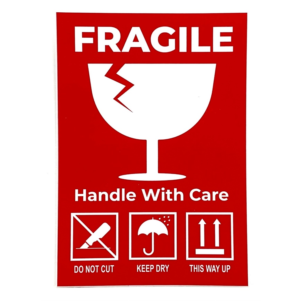 FRAGILE HANDLE WITH CARE STICKER | 148mm x 210mm | WARNING SIGN ...