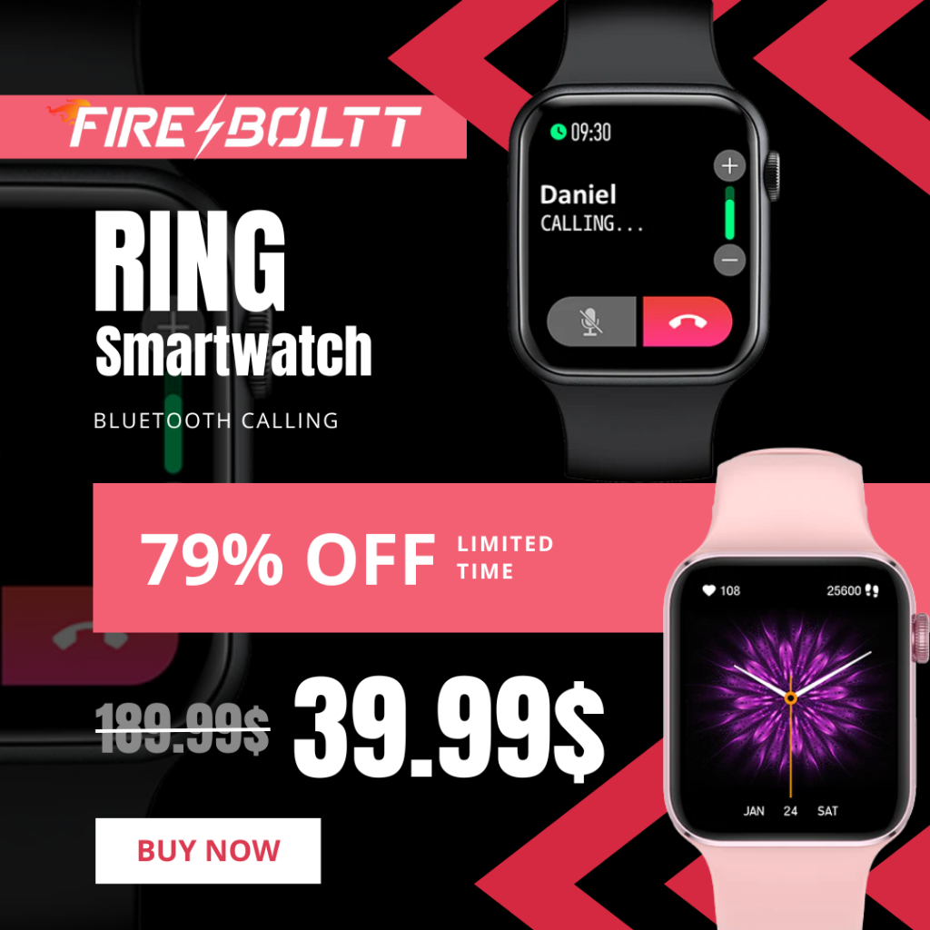 Fire-Boltt Ring Smart Watch with In-buit Speaker & Mic | Shopee Singapore