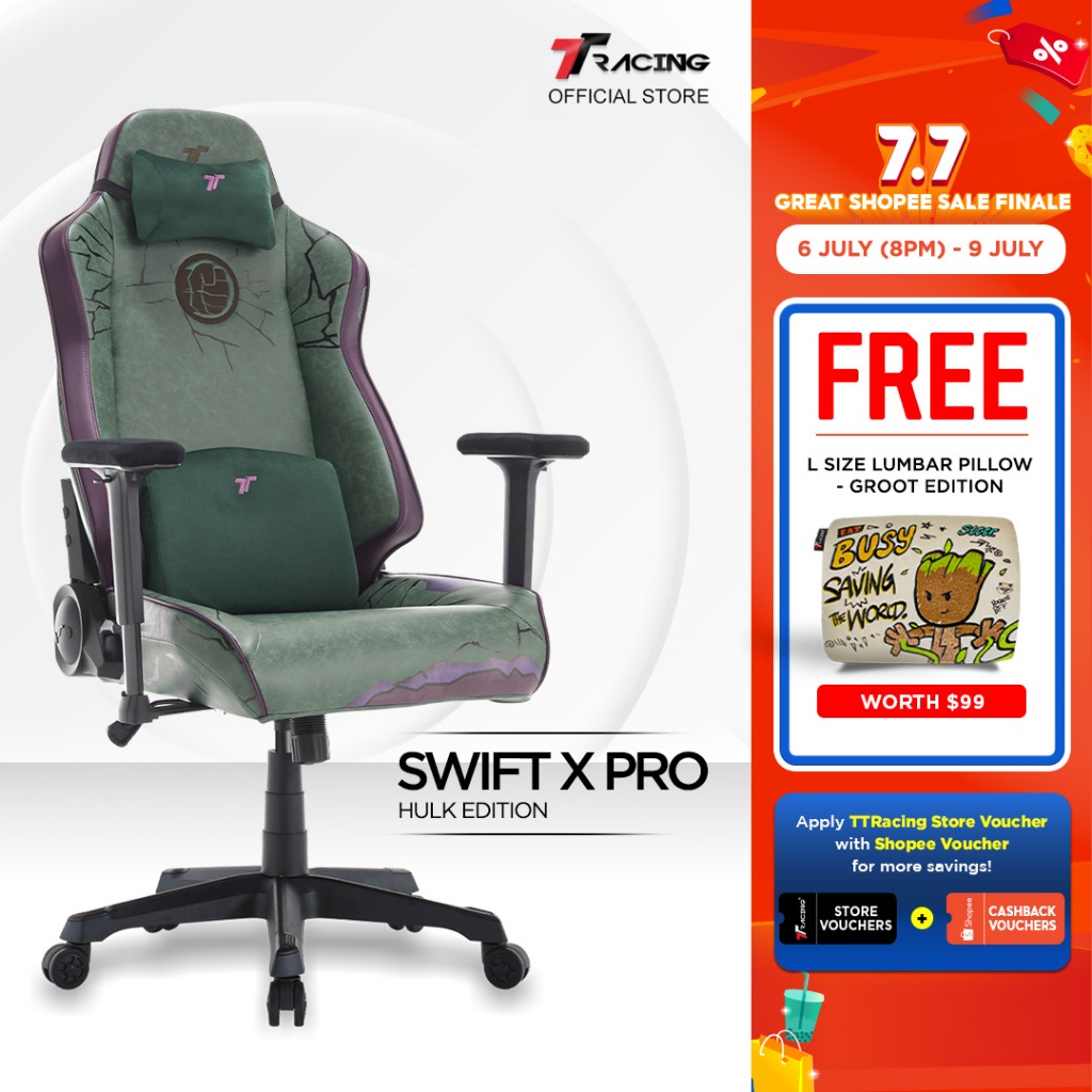TTRacing Swift X Pro Hulk Edition Gaming Chair Ergonomic Office Chair ...