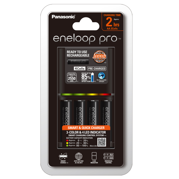 Panasonic Eneloop Pro Smart & Quick 2hrs Charger with 4AA Rechargeable ...