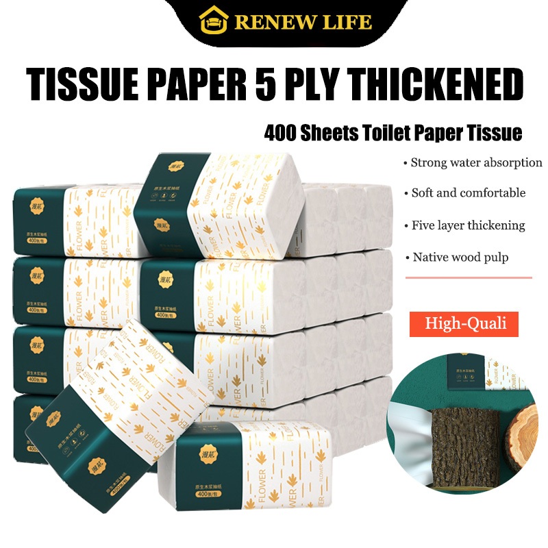 Tissue Paper 5 Ply Thickened 400 Sheets For Household Napkins, Natural ...