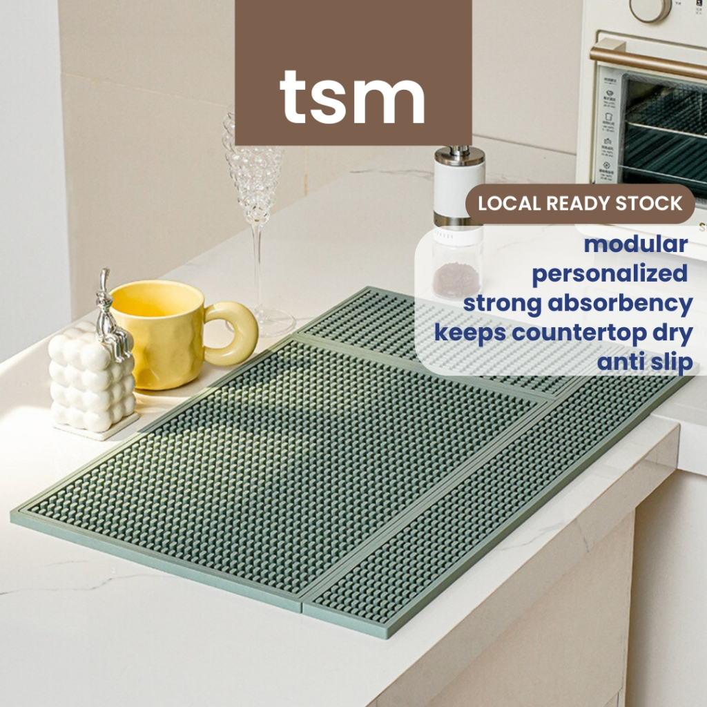 TSM Silicone modular water draining drying bar mat for drinks and ...