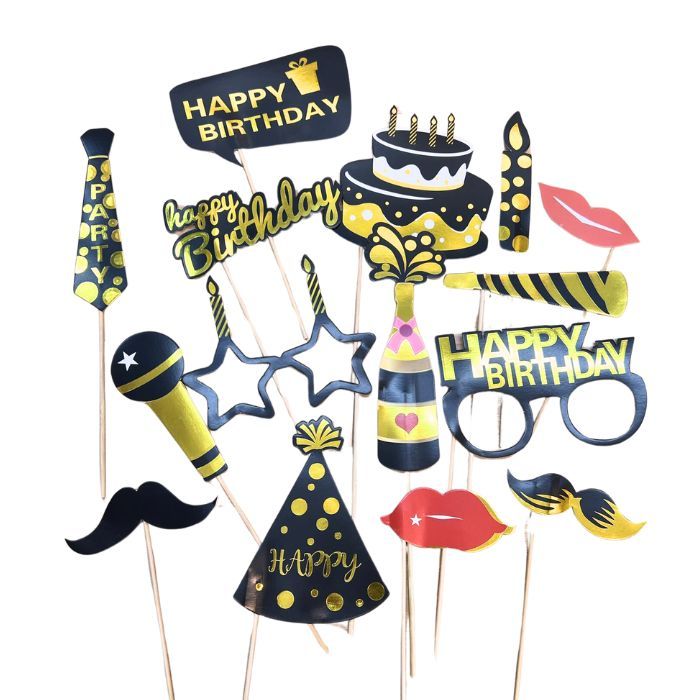 [SG Stock] Party Photo Booth Props Set Birthday Events Themed ...