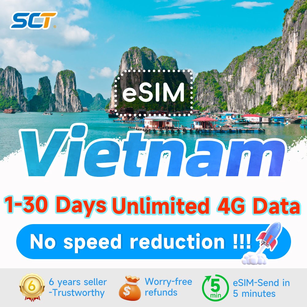 Wefly Vietnam eSIM 1-30 Days Daily 500MB-3GB Unlimited 4G Data Vietnam SIM Card Viettel eSIM ...