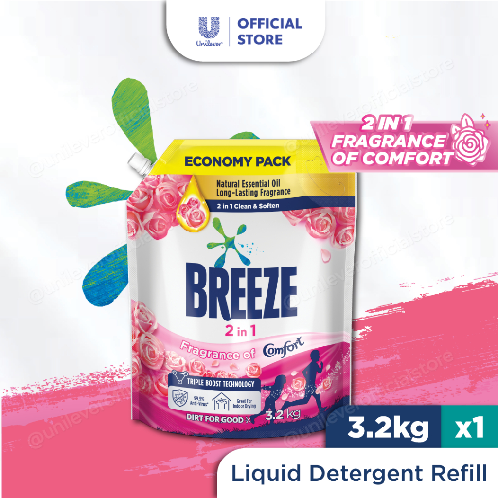Breeze 2 in 1 Fragrance of Comfort Liquid Detergent 3.2kg | Shopee ...
