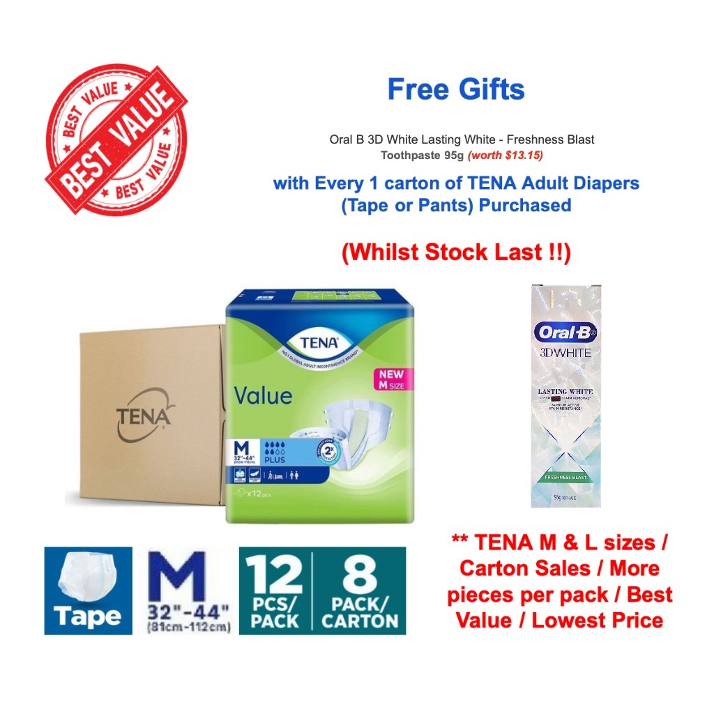 TENA Value Adult Diapers / Size M / Carton Sales / Lowest Price | Shopee Singapore