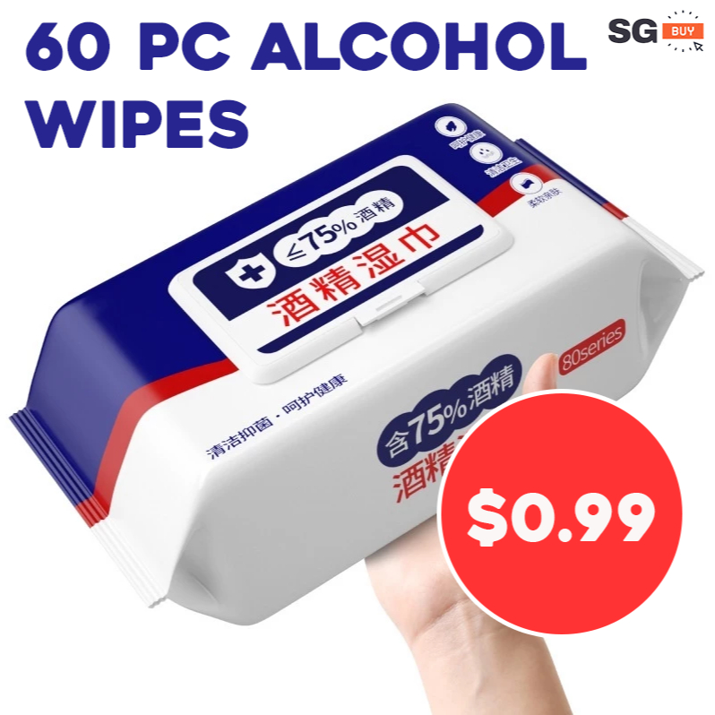 [$0.99/Pack] 60 Pc Alcohol Wipes Wipes Antibacterial Sanitizer Hand ...