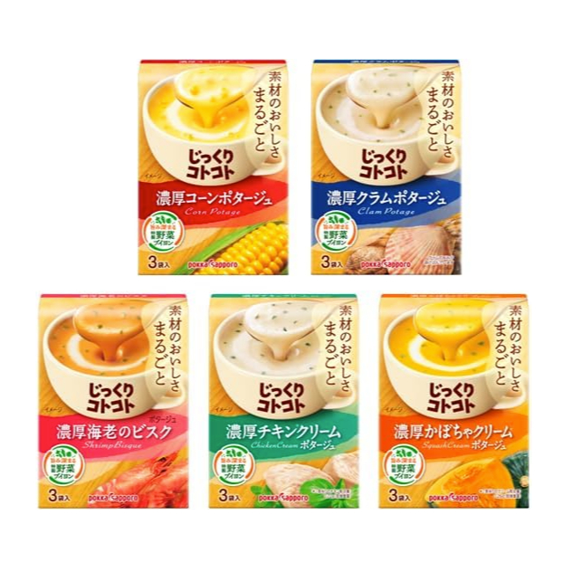 Jikkuri Kotokoto Corn Potage / Clam Chowder / Shrimp Bisque Soup ...